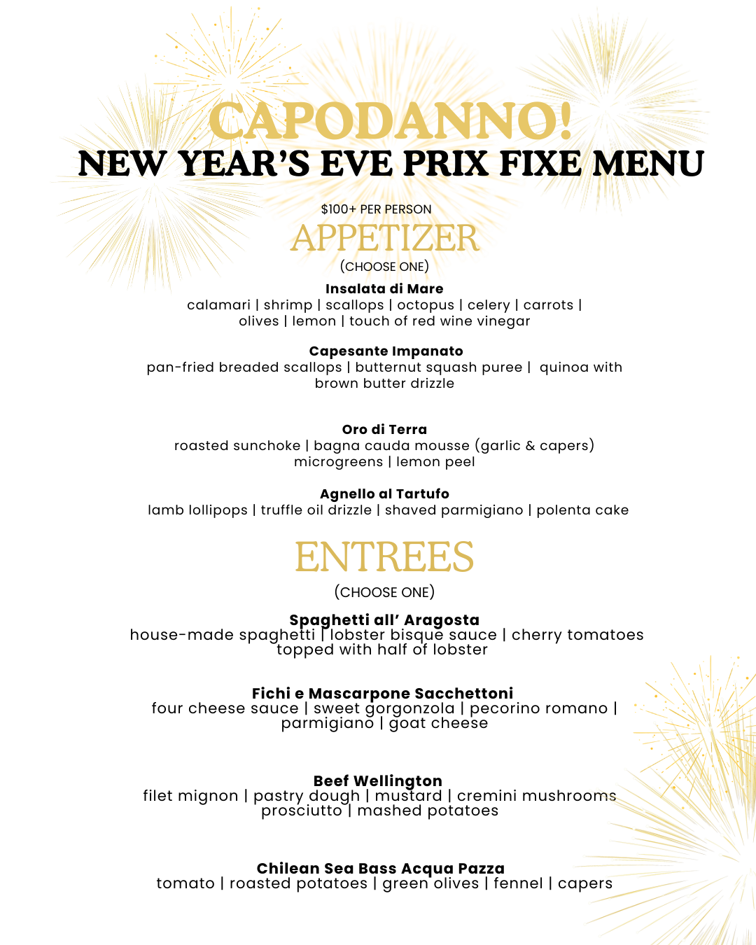 New Year’s Eve dinner New Haven •New Year’s Eve Prix Fixe Menu New ...